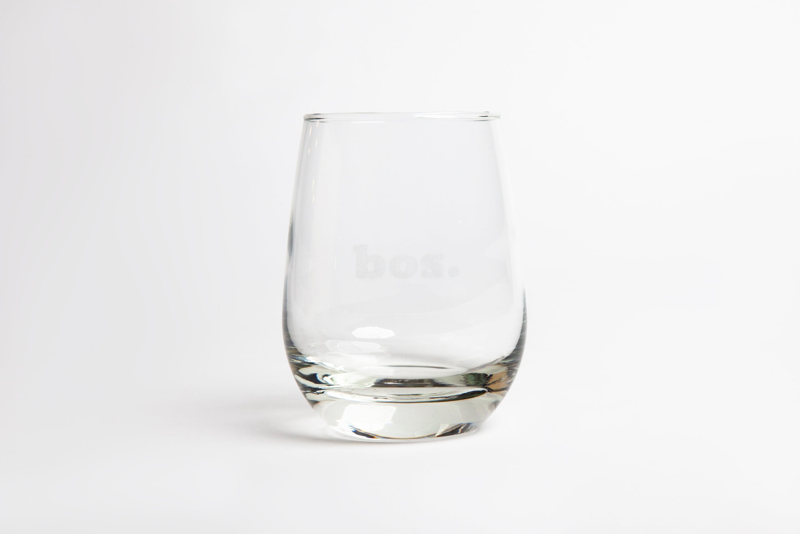 Stemless Wine Glass Bos. Script | Black Owned Bos.